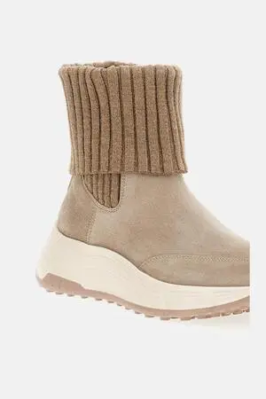 Hogan Ribbed Wool Blend Shaft Chelsea Boots