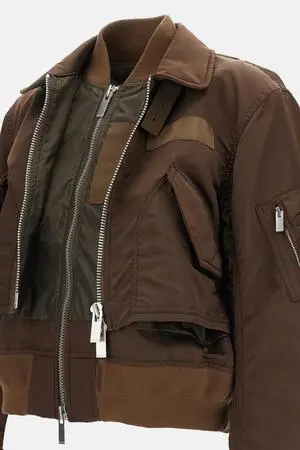 Sacai Nylon Twill Cropped Jacket - Brown