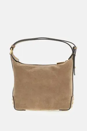 TOD'S Mini Suede Bag With Metal Dots - Beige