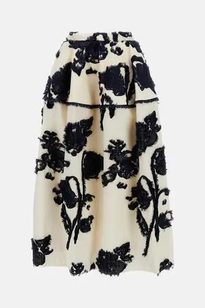 Erdem Midi Skirt In Fil Coupé Poplin - Multicolor