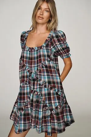PILCRO Cotton Textured Mi Dress - Red Pattern