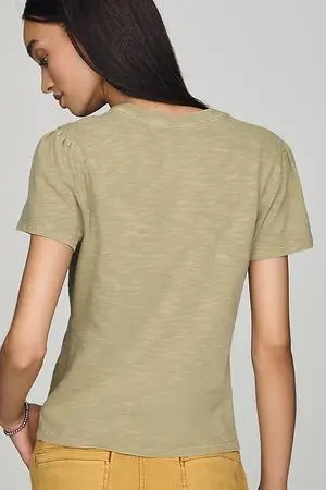 PILCRO Cotton Henley Tee - Cedar