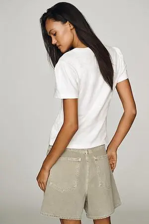 PILCRO Cotton Slub Henley T-shirt - Ivory