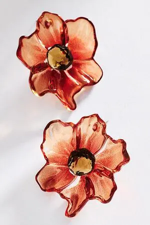 Anthropologie Crystal Blossom Earrgs - Red