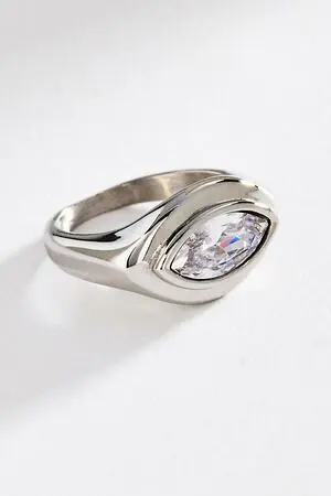 Anthropologie Bezel Marquise Ring - Silver