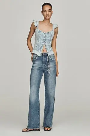 SIEMPRE Scarf High-rise Wide-leg Jeans