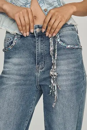 SIEMPRE Scarf High-rise Wide-leg Jeans