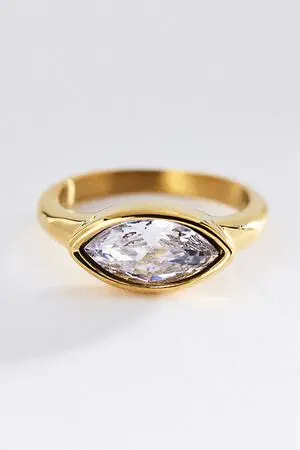 Anthropologie Bezel Oval Stone Ring - Gold