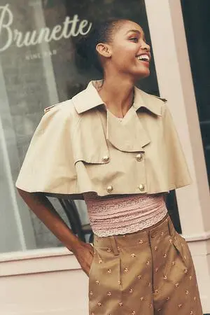 Maeve Cropped Trench Cape Jacket