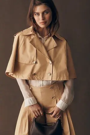 Maeve Cropped Trench Cape Jacket