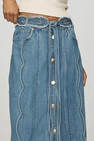 Farm Rio Ora Denim Midi Skirt