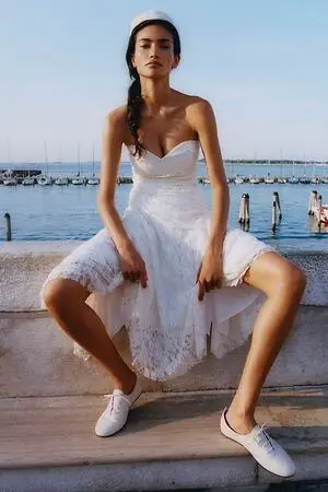Bhldn Lace Strapless Midi Dress