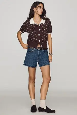 RAISONNEL Short-sleeve Collared Cardigan