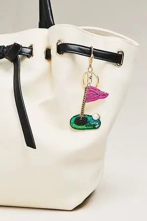 LISI LERCH Hand-beaded Bag Charm Pink Pattern