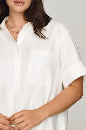 Maeve Short-sleeve Shirt Top With Back Yoke Detail - White