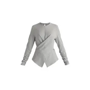 PAISIE Wrap Top With Ruched Sleeves