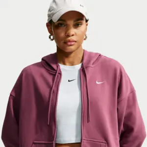Nike Studio Fleece Lightweight Oversized Full-zip Hoodie - Red