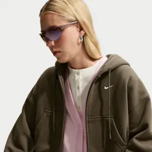 Nike Studio Fleece Medium Weight Oversized Full-zip Cropped Hoodie