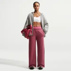 Nike Studio Fleece Medium Weight Mid-rise Wide-leg Pants - Red