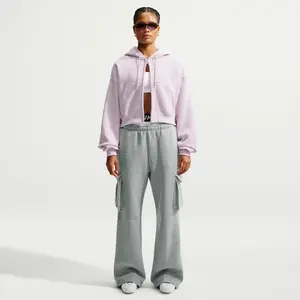 Nike Studio Fleece Oversized Full-zip Cropped Hoodie - Purple