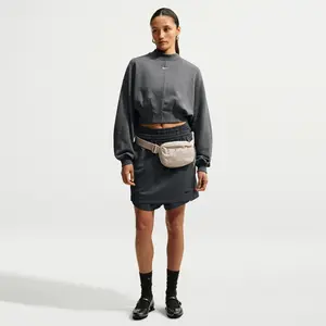 Nike Studio Fleece Lightweight Oversized Cropped Pleated Crew