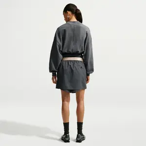 Nike Studio Fleece Lightweight Oversized Cropped Pleated Crew