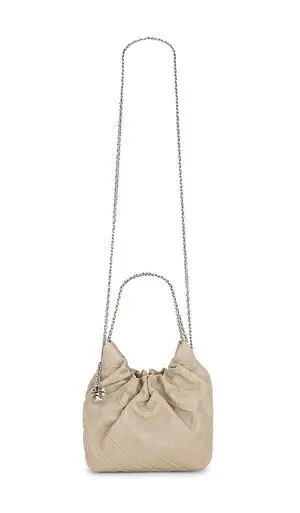 Tory Burch Fleming Mini Hobo Bag In Beige - Soft Cement