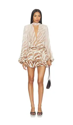BRONX BANCO Nina Zebra Mini Dress In White,brown - Brown Multi