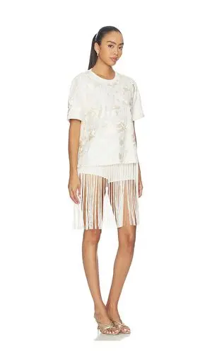Sea Rafina Eyelet Embellished Tshirt With Fringe