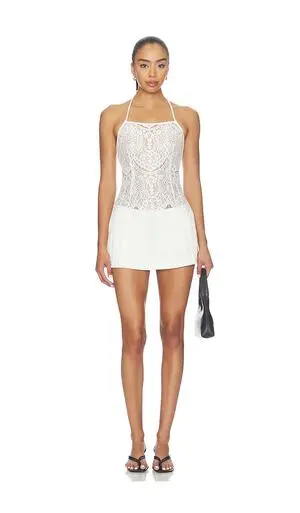 For Love & Lemons Siren Fringe Top In White