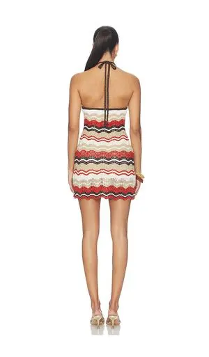 RUNAWAY THE LABEL Vernanza Halter Knit Mini Dress In Orange