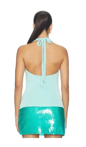 RUNAWAY THE LABEL Athena Halter Deep Plunge Cowl Top
