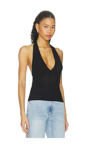 Alice + Olivia Pearl Pointelle Tie Back Halter Top