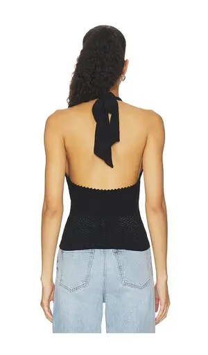 Alice + Olivia Pearl Pointelle Tie Back Halter Top