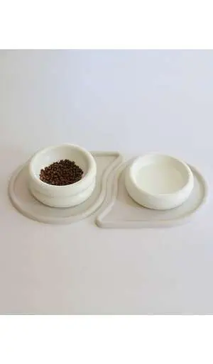 CATENARY HOME Drop Pet Food Bowl Mats Set Of 2 In Tan