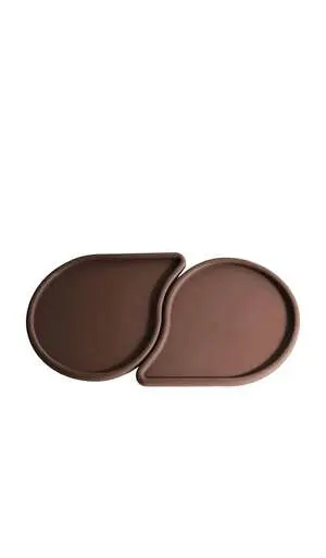 CATENARY HOME Drop Pet Food Bowl Mats Set Of 2 In Brown - Espresso