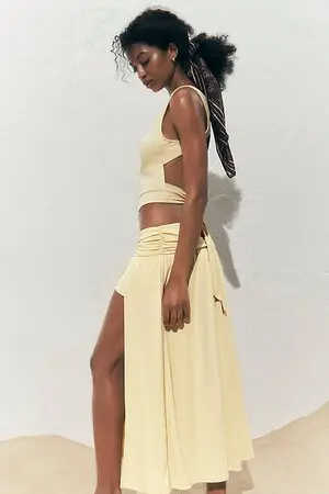 Free People Arabella Skirt Set With Cutout Back Tank And Flowy Midi Skirt