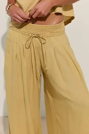 Free People Sandshell Linen Sahara Pant Set - Pampas