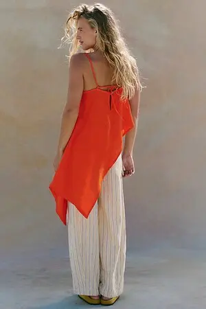 Free People Sandshell Linen Delia Top - Orange Trees