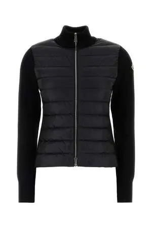 Moncler Nylon And Wool Cardigan - Black