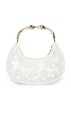 Simkhai Nixi Floral Embroidered Mesh Twist Handle Bag In White