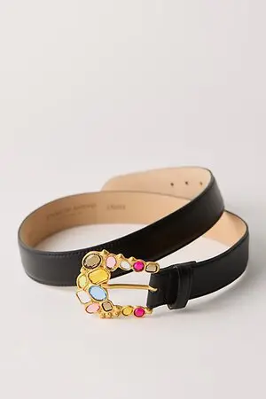 Streets Ahead Vale Crystal Buckle Belt - Black
