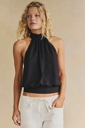 Free People Sandshell Linen Rosie Top - Bitter Bark
