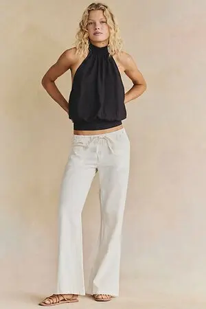 Free People Sandshell Linen Rosie Top - Bitter Bark