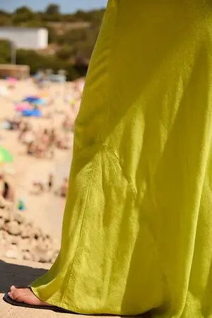 Free People Sandshell Linen Kayla Convertible Maxi Skirt - Leafed Lime
