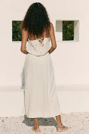 Free People Sandshell Linen Tanner Skant Jumpsuit