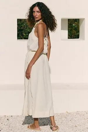 Free People Sandshell Linen Tanner Skant Jumpsuit