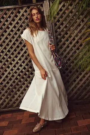 Free People Sandshell Linen Tierney Maxi Dress - Clean Ivory