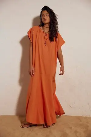 Free People Sandshell Linen Tierney Maxi Dress - Dusted Clay