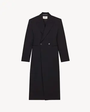 Saint Laurent Long Grain De Poudre Wool Coat